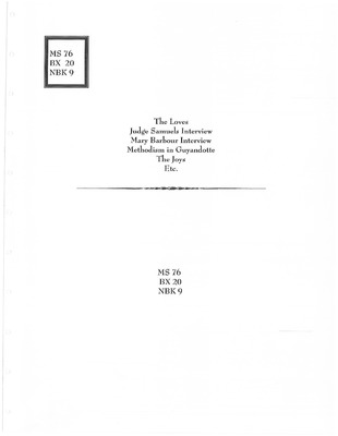"MS 76 Box 20 Notebook 9 - The Loves; Judge Samuels interview; Mary B ...