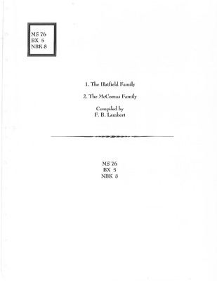 "MS 76 Box 5 Notebook 8 - The Hatfield family; the McComas family" by ...