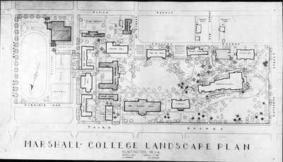 "Map showing Marshall College campus with proposed buildings, 1947"