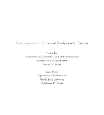 "First Semester in Numerical Analysis with Python"