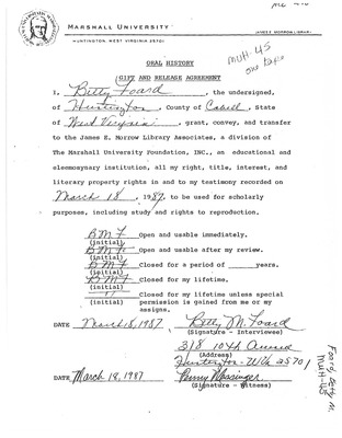 "Oral History Interview: Betty M. Foard" by Betty M. Foard