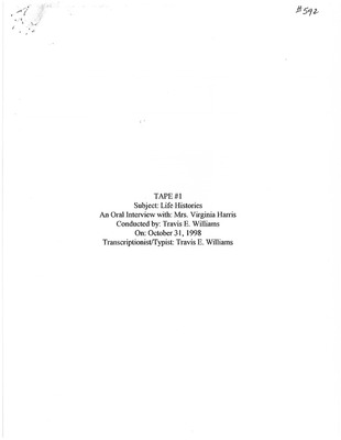 "Oral History Interview: Virginia Harris" by Virginia Harris