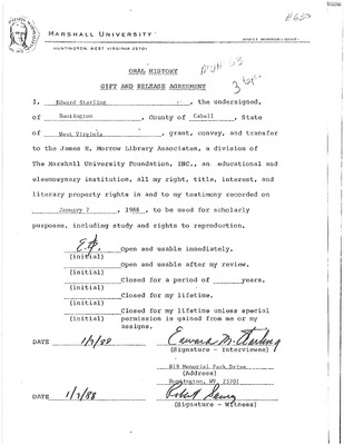 "Oral History Interview: Edward M. Starling" by Edward M. Starling