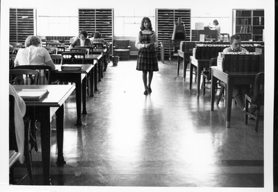 "Students in main reading room, Morrow Library, ca. 1960's"