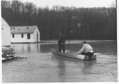 "Donald Court during flood of summer 1961"
