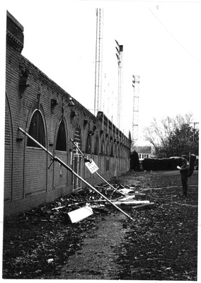 "Wall collapse at Fairfield Stadium, Feb. 1975" by Tim Matchett